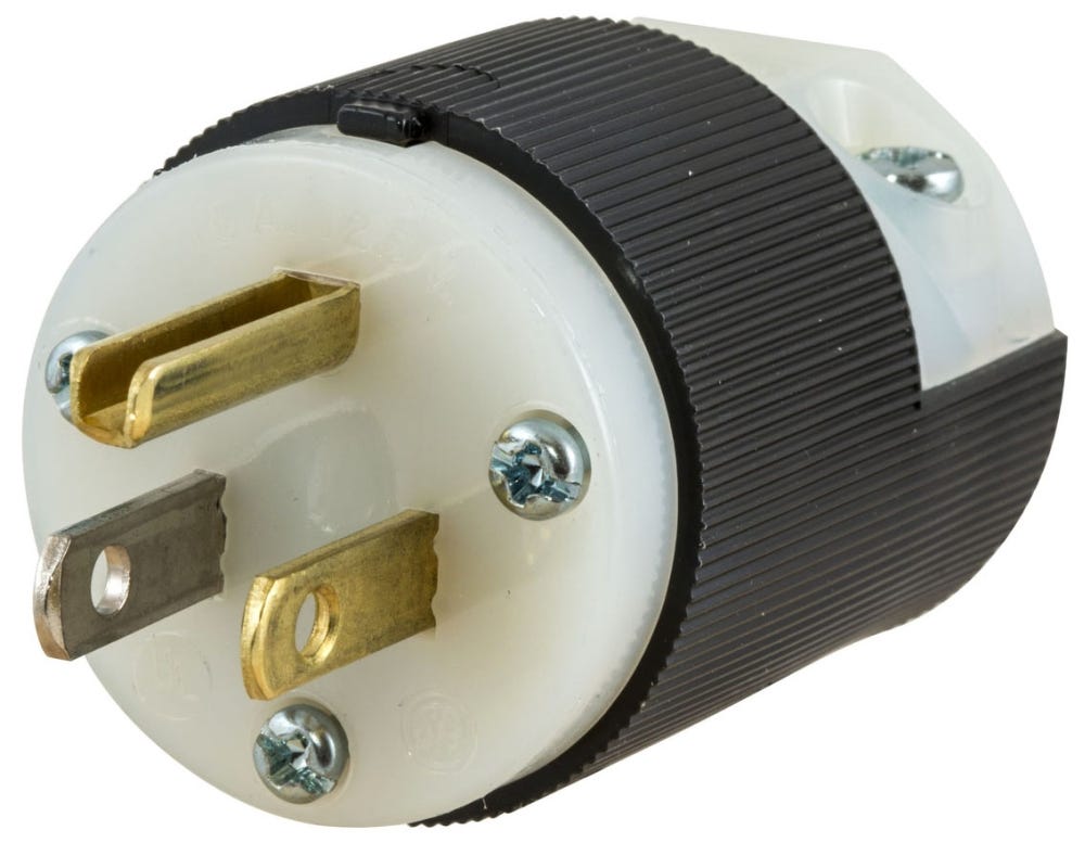 HBL5266C 125 V, 15 A, 2-Pole, 3-Wire, NEMA 5-15P, Black, White, Nylon ...